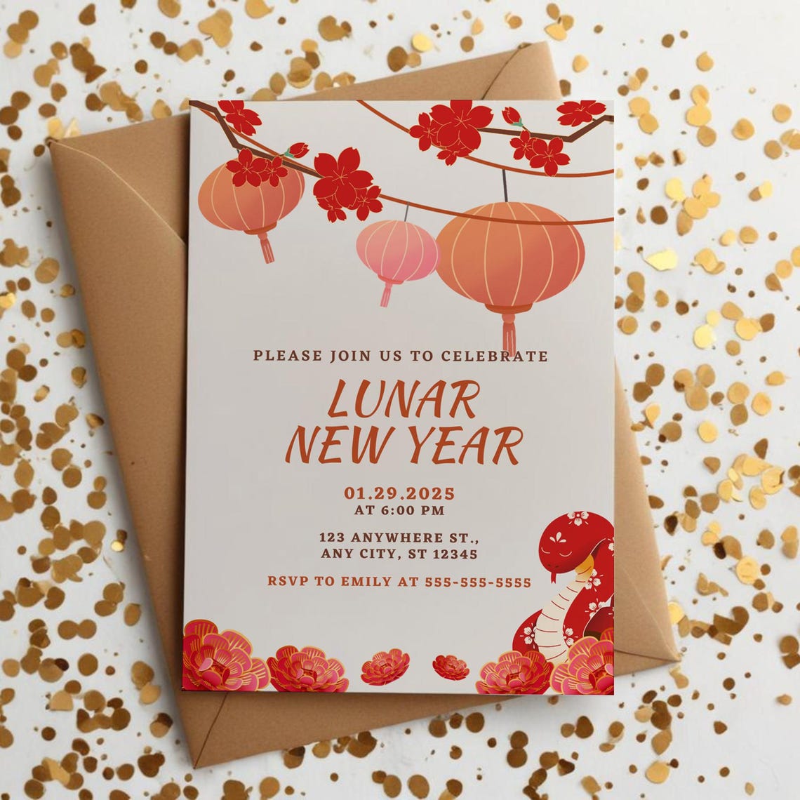 Editable Lunar New Year Invitation, Chinese New Year Invitation, Lunar ...