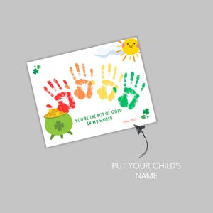 Printable St Patrick's Handprint Art, Pot of Gold Handprint Craft ...