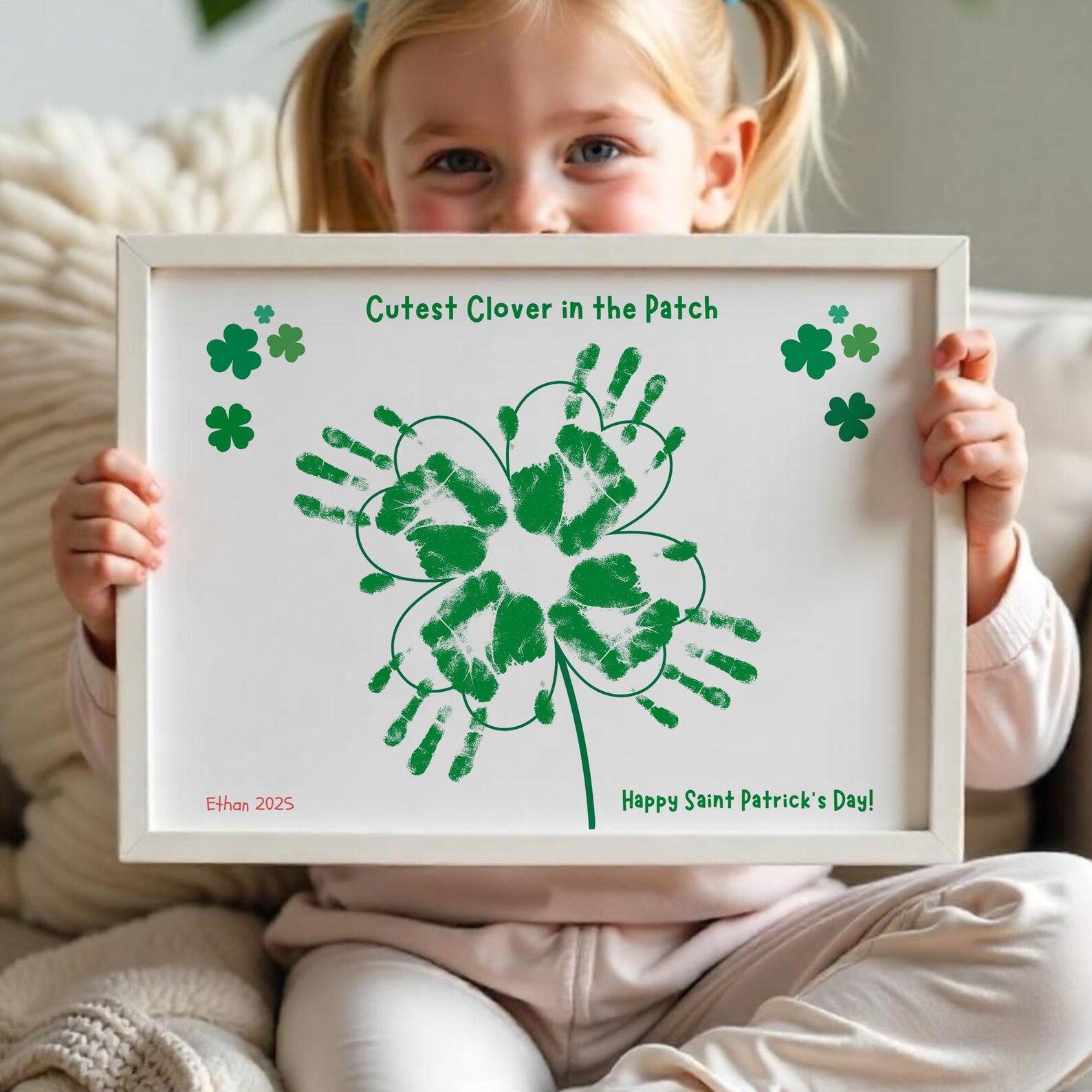 Printable Saint Patrick's Day Handprint, Saint Patrick Clover Handprint ...