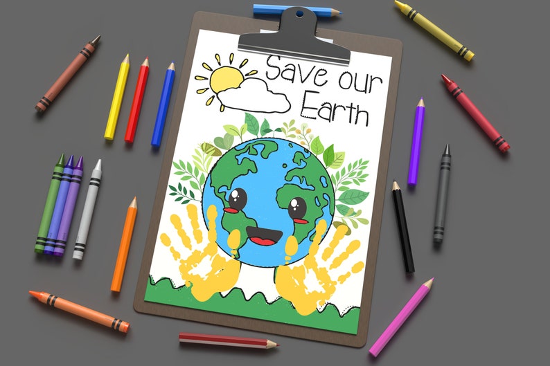 Save the Planet Handprint Craft for Kids Earth Day Preschool Printable ...