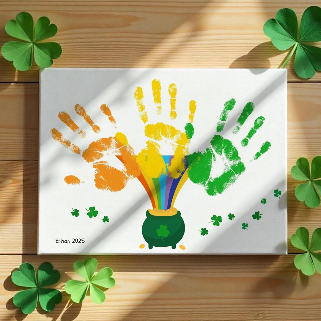 Printable Rainbow Handprint, St Patrick's Handprint, Rainbow Pot of ...