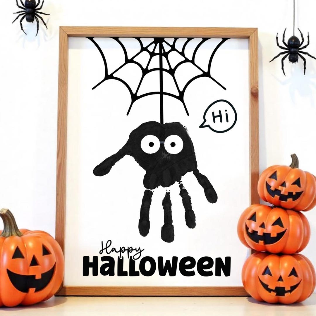 Printable Halloween Spider Handprint, Halloween Handprint Art, Spider ...
