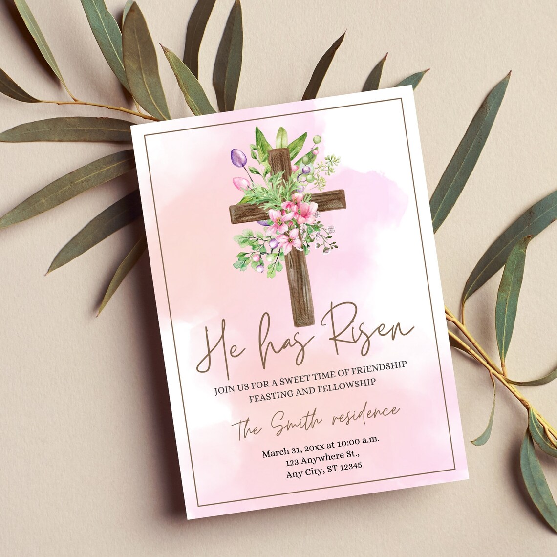 Editable Easter Sunday Service Invitation Easter Brunch Invitation ...