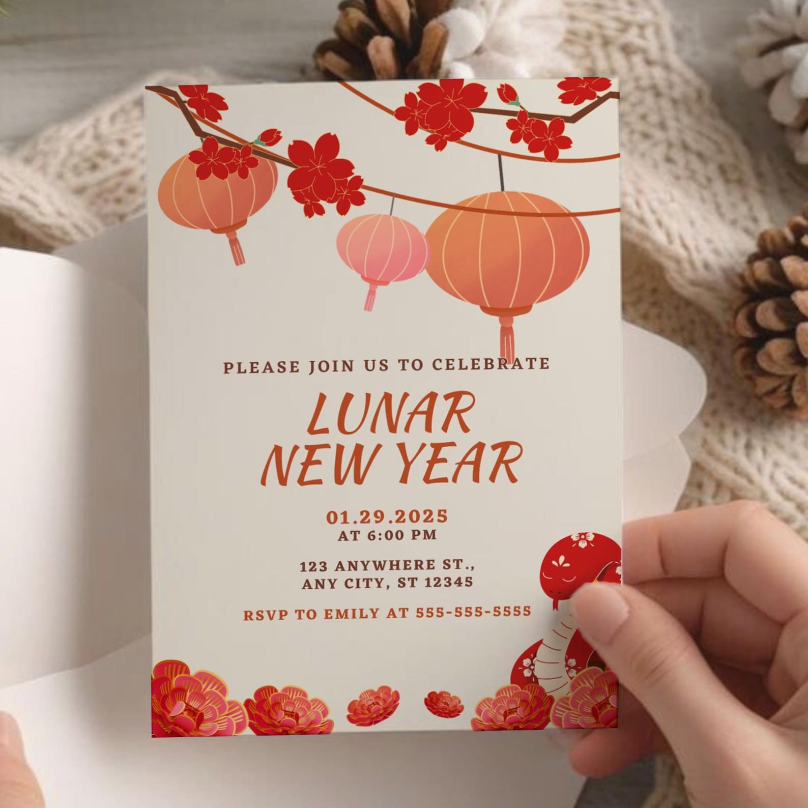 Editable Lunar New Year Invitation, Chinese New Year Invitation, Lunar ...