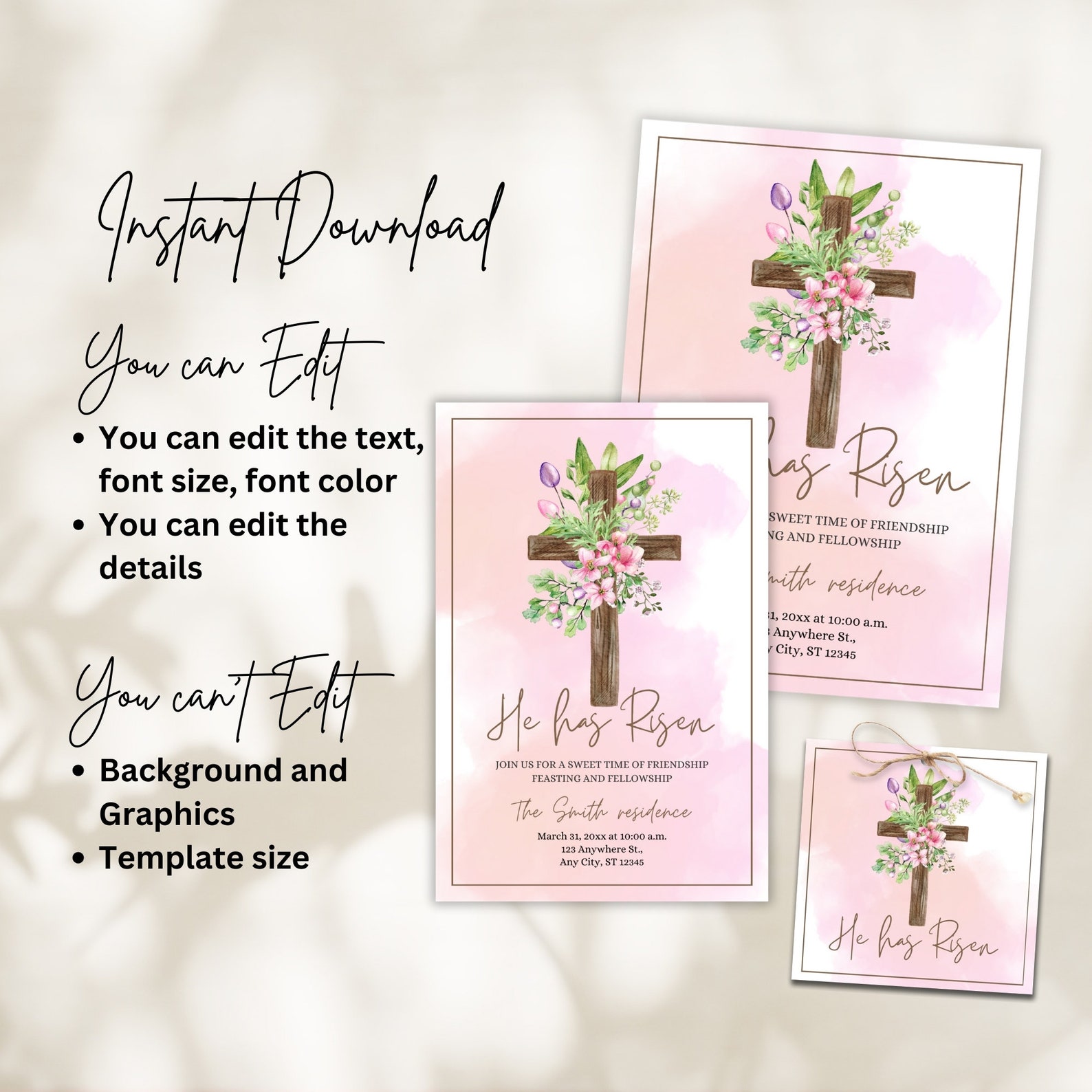 Editable Easter Sunday Service Invitation Easter Brunch Invitation ...