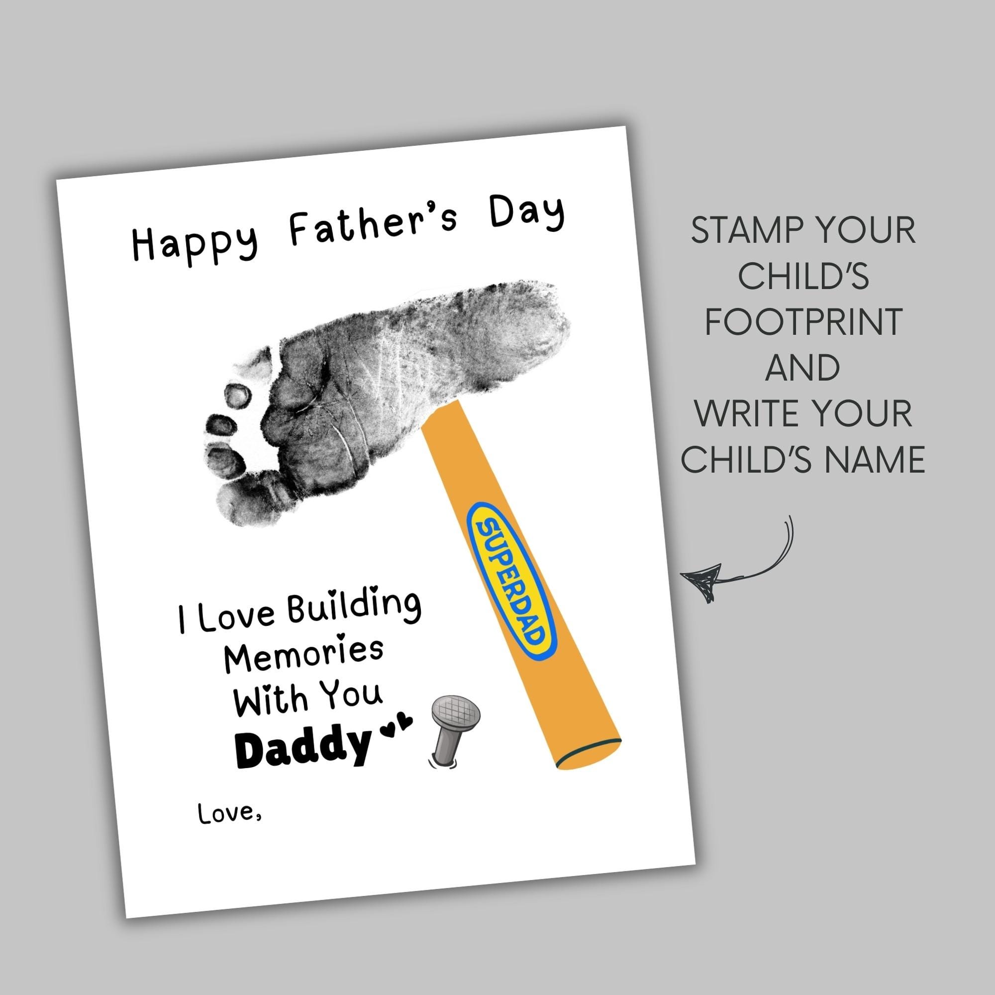 Printable Dad Hammer Footprint, Father's Day Footprint Art, Dad ...