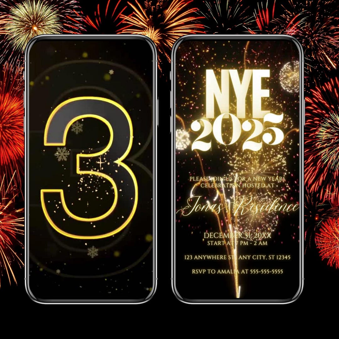 Editable New Year Invitation, 2025 New Year Invitation, NYE 2025 ...