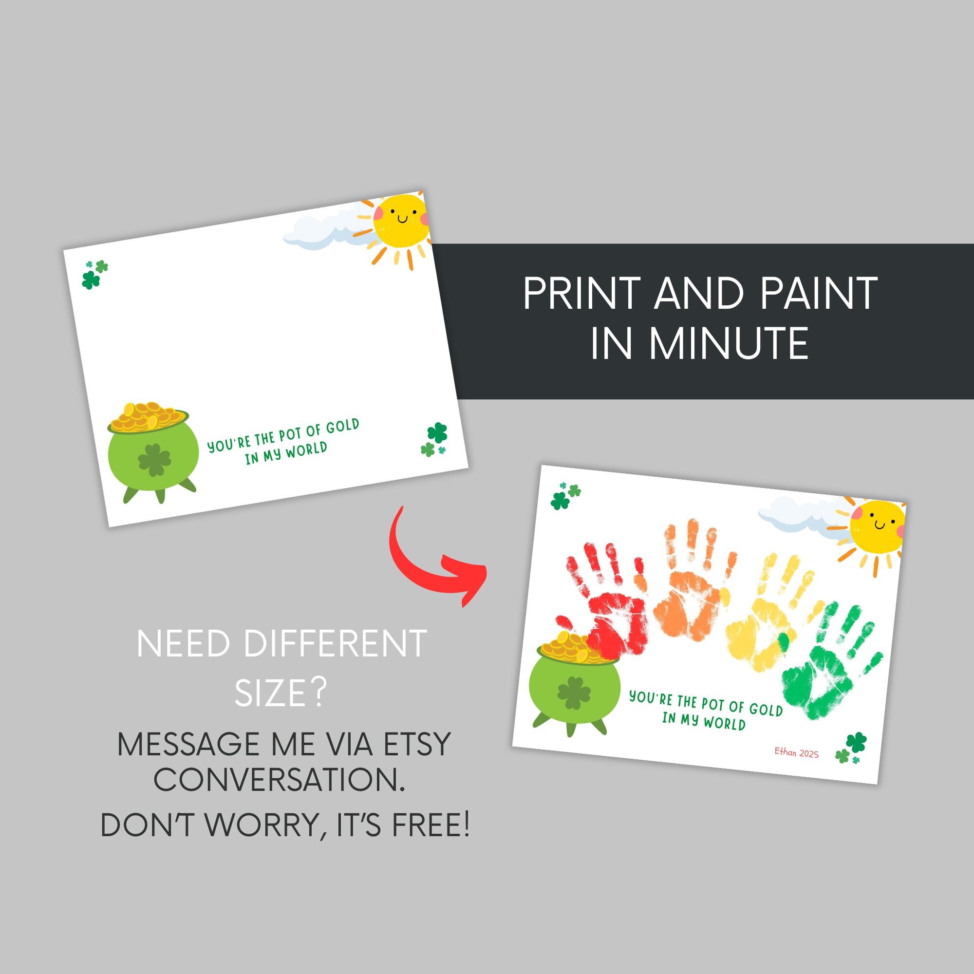 Printable St Patrick's Handprint Art, Pot of Gold Handprint Craft ...