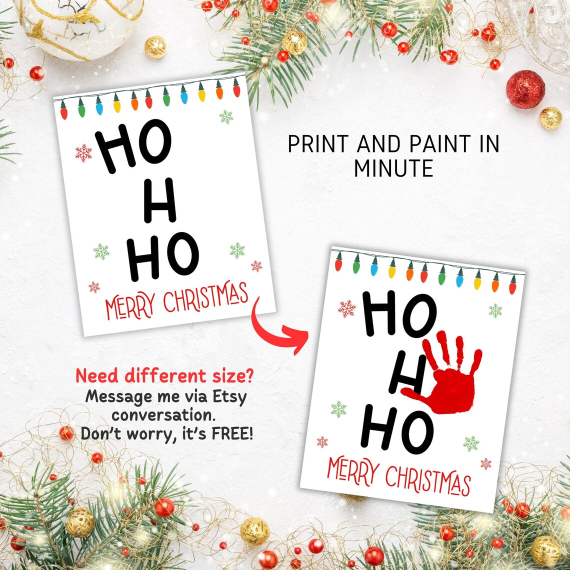 Printable Christmas Handprint Art, Christmas Hohoho Handprint Craft ...
