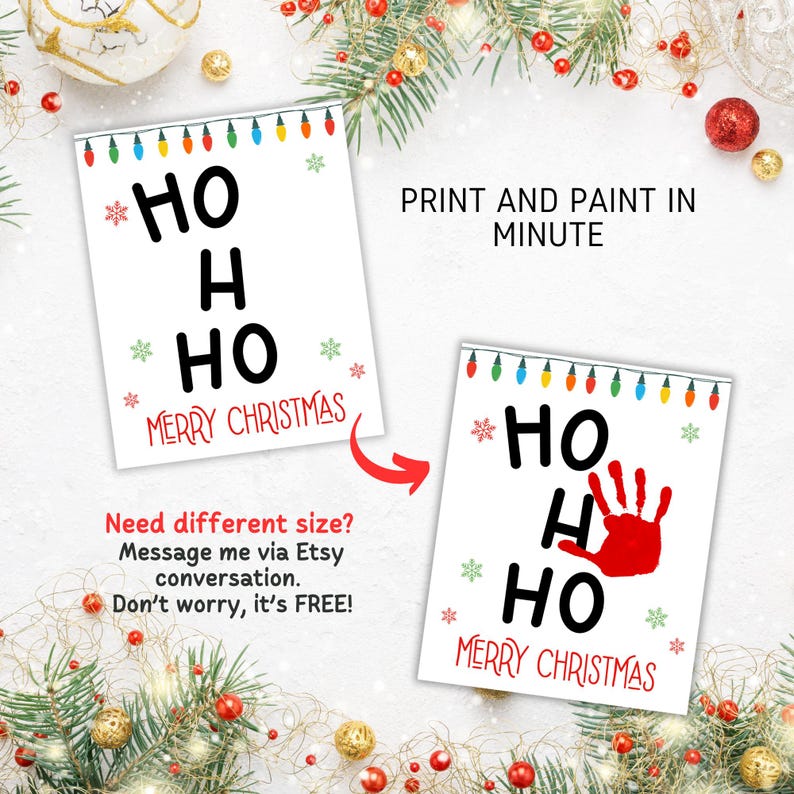Printable Christmas Handprint Art, Christmas Hohoho Handprint Craft ...