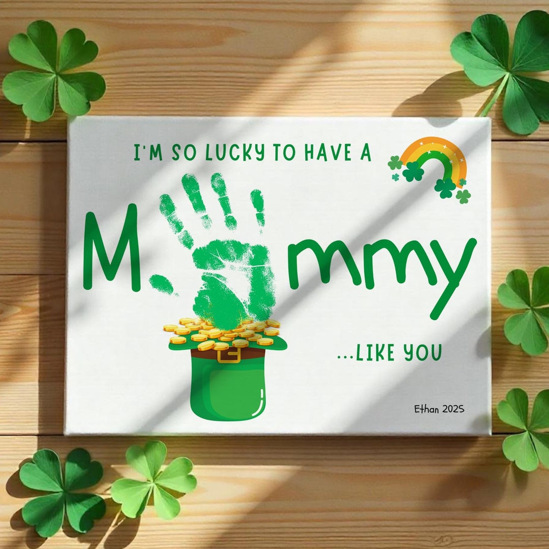 Printable Mommy St Patrick's Handprint, St Patrick's Day Handprint Art ...