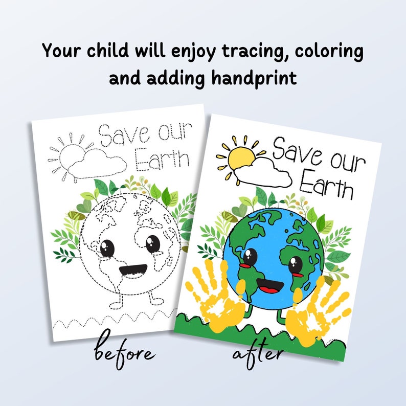 Save the Planet Handprint Craft for Kids Earth Day Preschool Printable ...