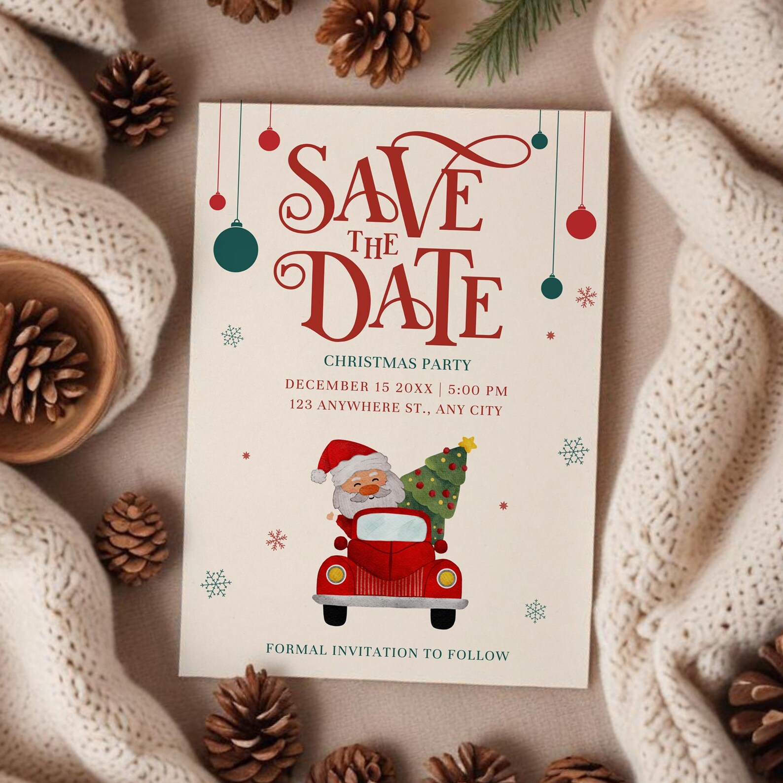 Editable Santa Claus Christmas Save the Date Invitation (PDF) - Etsy