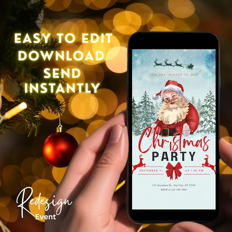 Editable Animated Christmas Party Invitation (digital Template) - Etsy