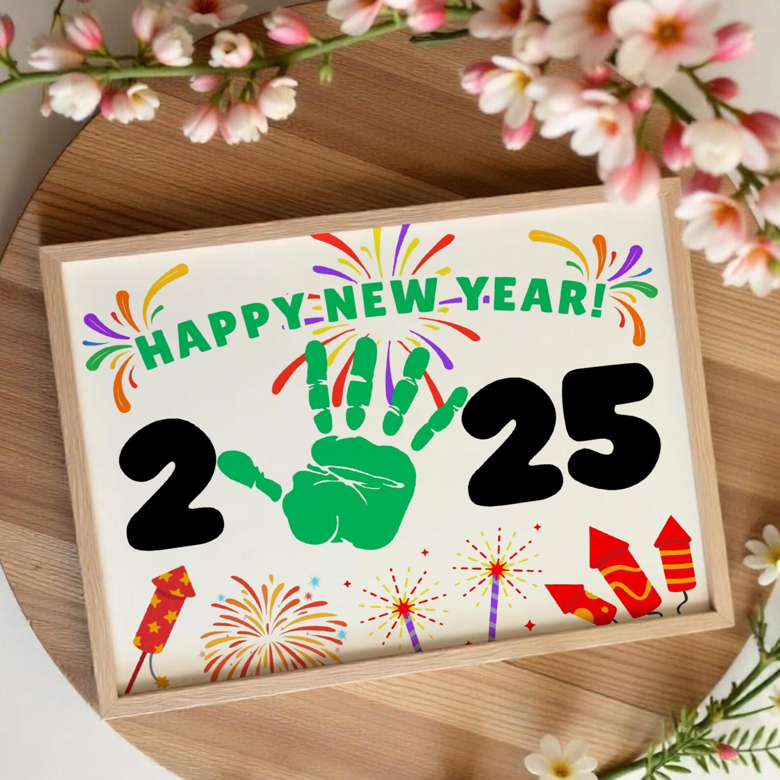 Printable Happy New Year Handprint, 2025 Handprint Art, Preschool ...
