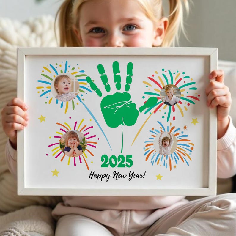 2025 New Year Handprint, Firework New Year Handprint, New Year Photo ...