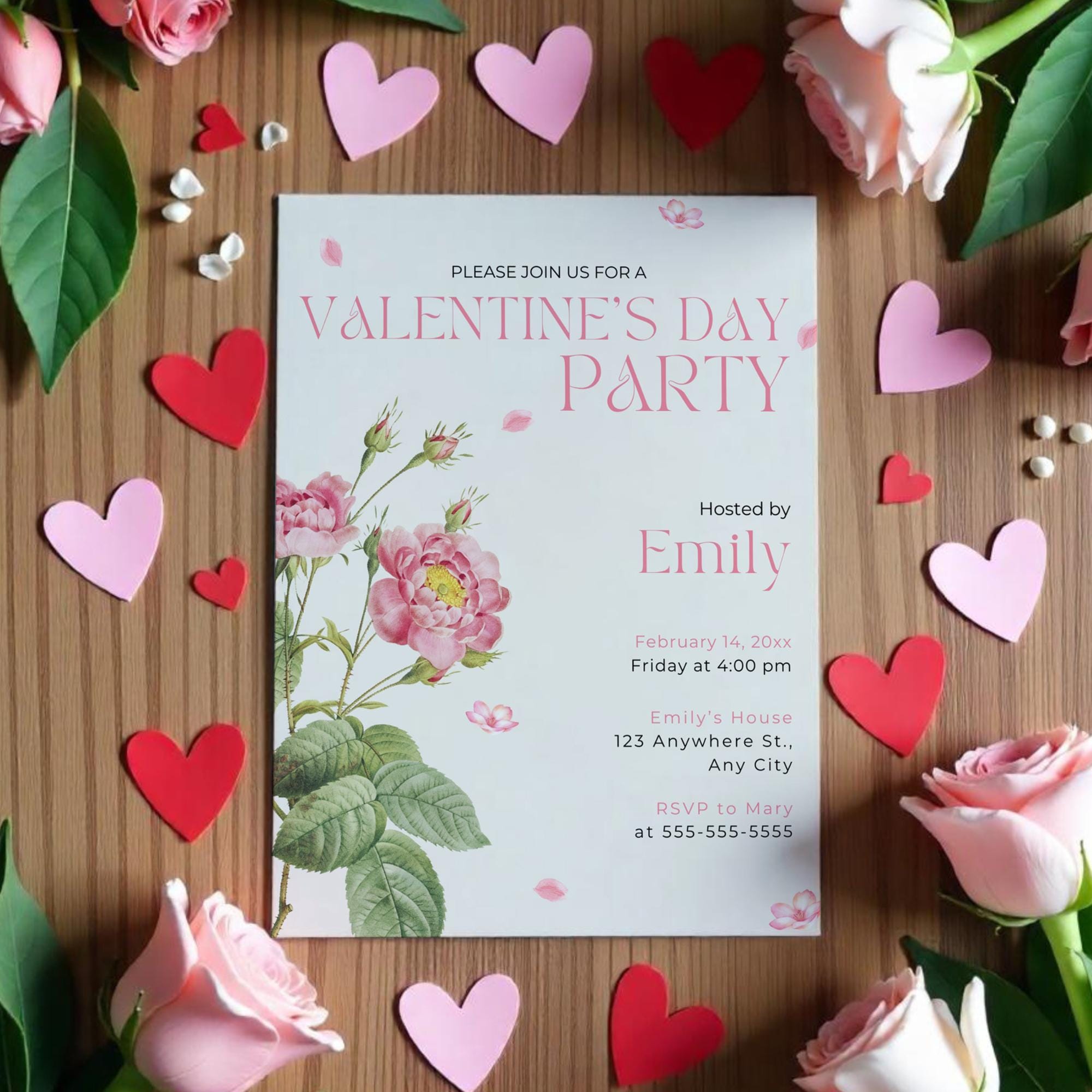 Editable Valentines Day Invitation, Valentines Day Party Invitation ...
