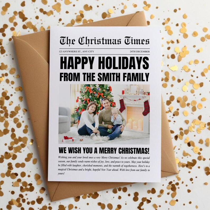 Editable Christmas Newsletter Template, Year in Review, Christmas Card ...