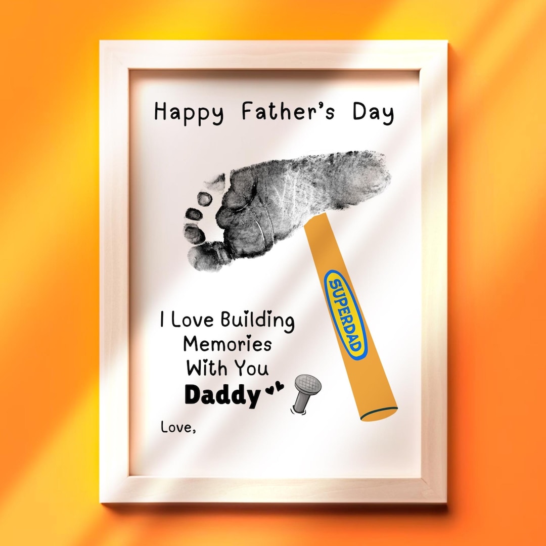 Printable Dad Hammer Footprint, Father's Day Footprint Art, Dad ...
