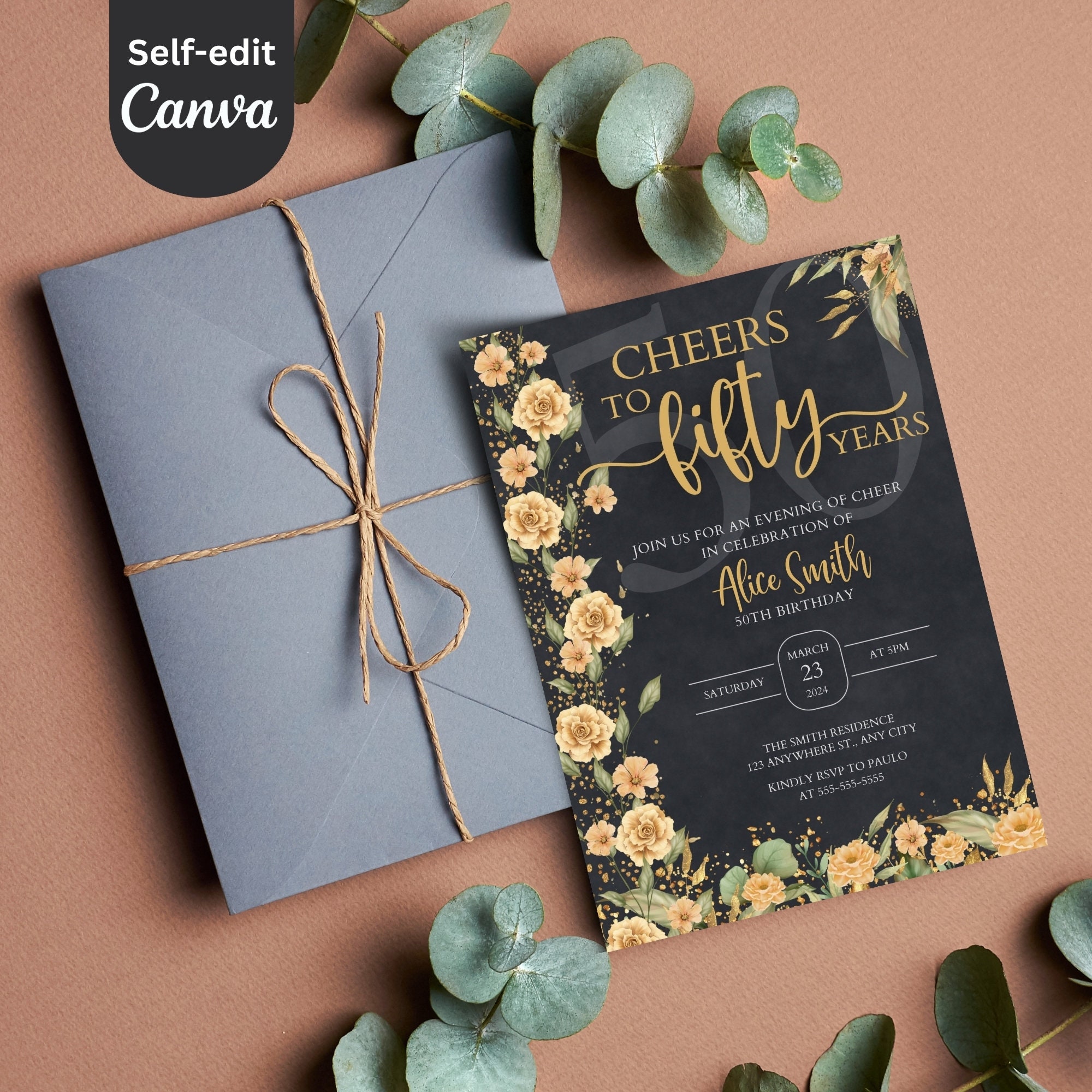 50th Birthday Invitation for Women Dinner Party Invitation Cheers to ...