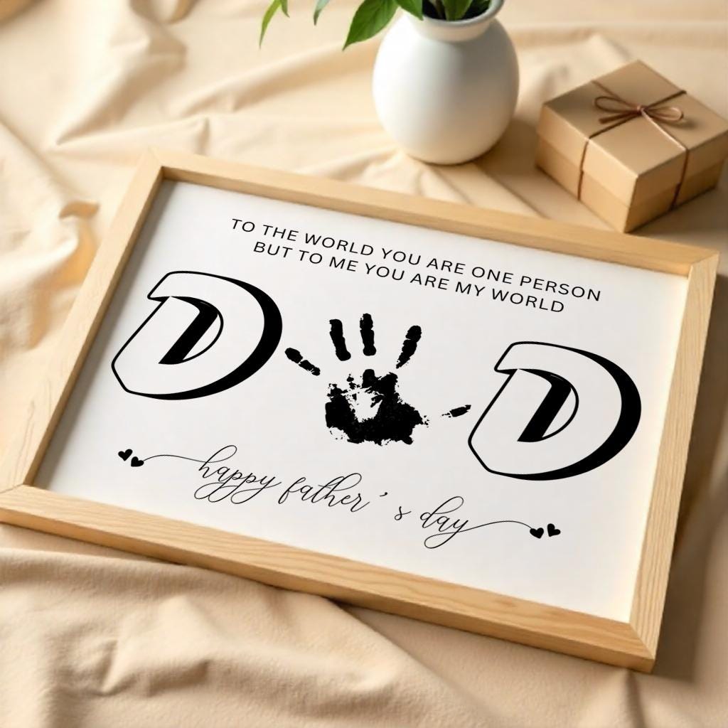Happy Father's Day Handprint Art, Printable Handprint Gift for Dad ...