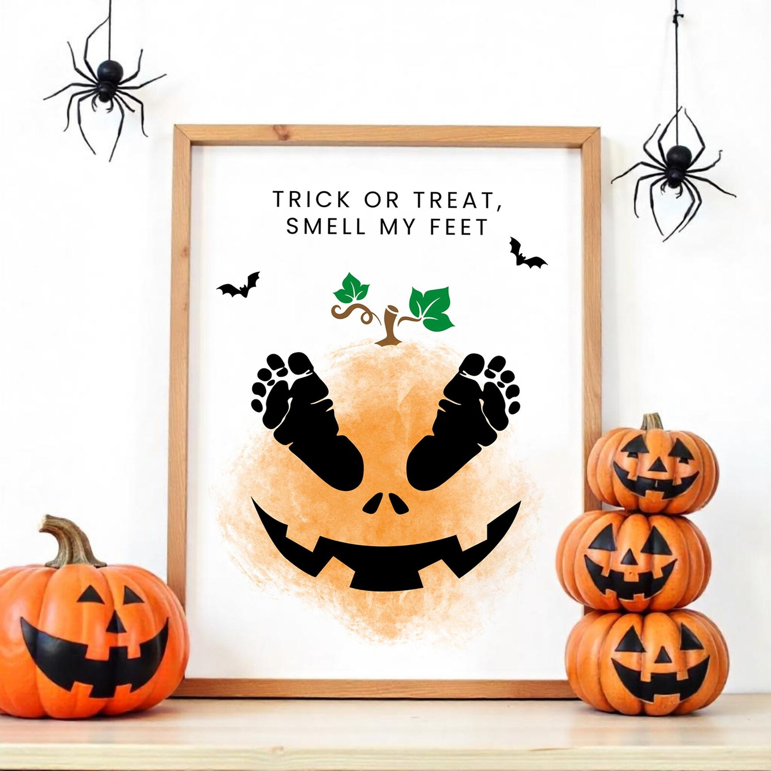 Printable Pumpkin Halloween Footprint, Baby Pumpkin Footprint Art ...