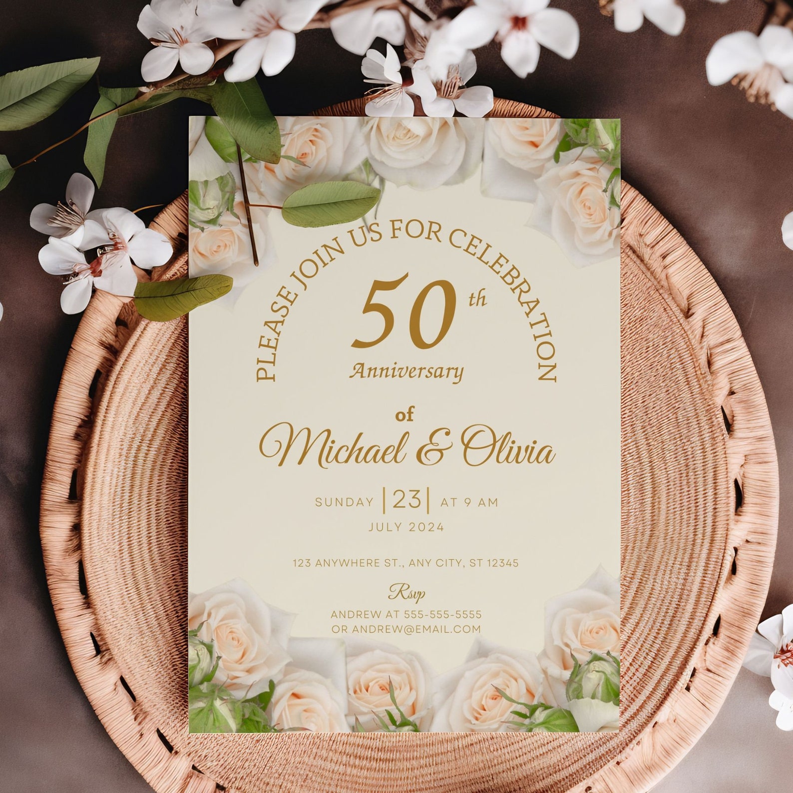 Editable Wedding Anniversary Invitation Template for Wedding ...