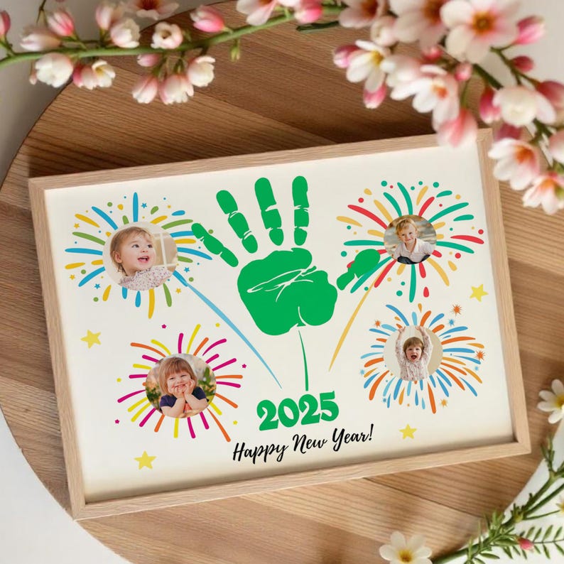 2025 New Year Handprint, Firework New Year Handprint, New Year Photo ...