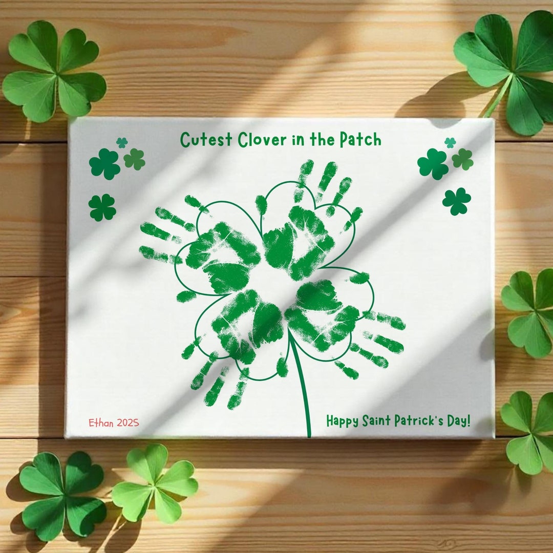 Printable Saint Patrick's Day Handprint, Saint Patrick Clover Handprint ...