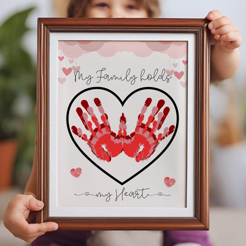 Printable Valentine Handprint Art, Valentines Heart Craft, Valentines ...