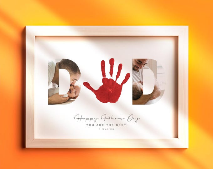 Printable Fathers Day Art, Papa Handprint Art, Fathers Day Handprint ...