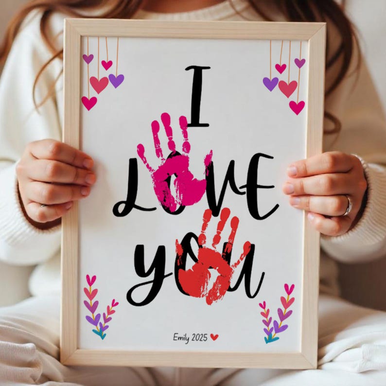 Printable Valentine Handprint Art, Valentine Birthday Gift Craft, I ...