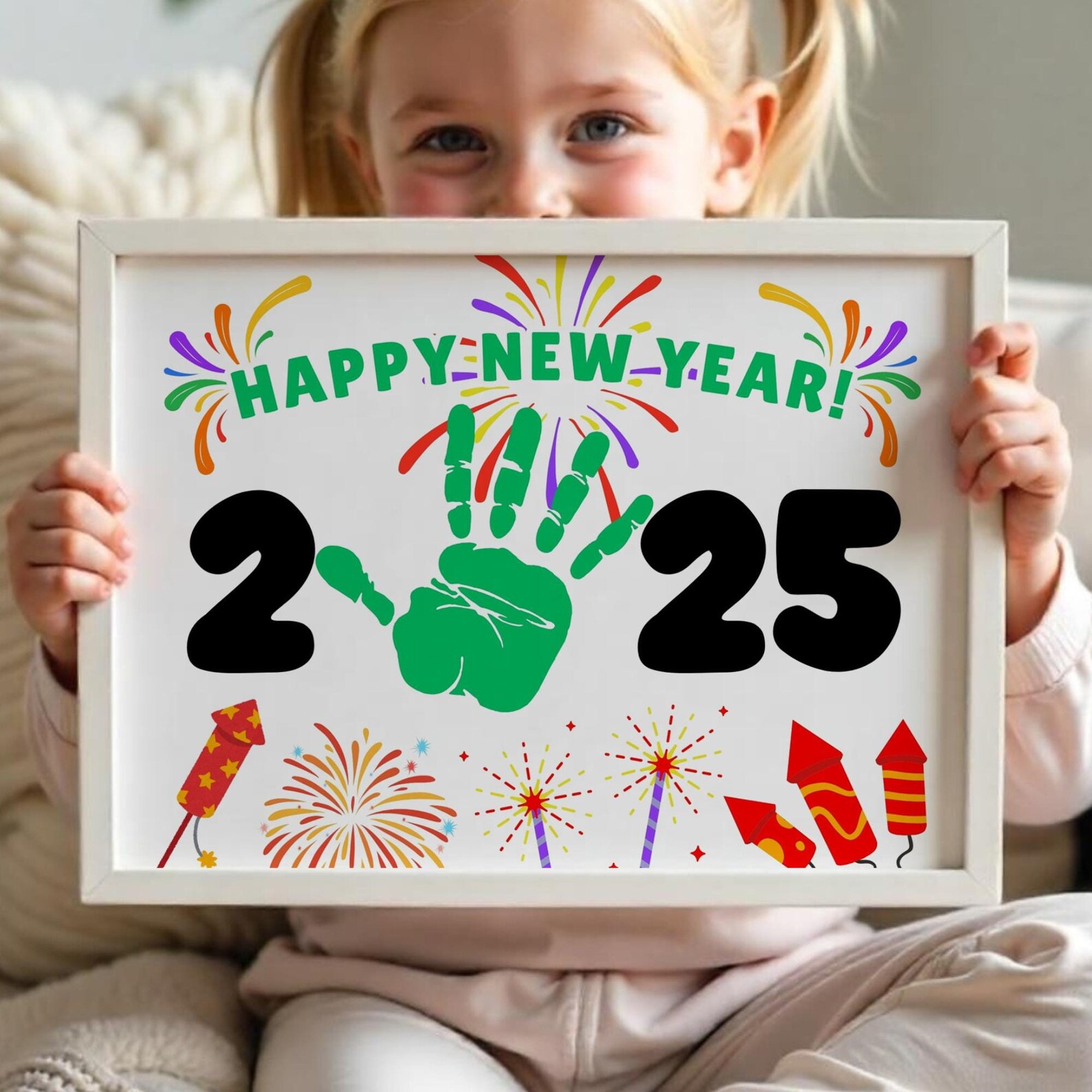 Printable Happy New Year Handprint, 2025 Handprint Art, Preschool ...
