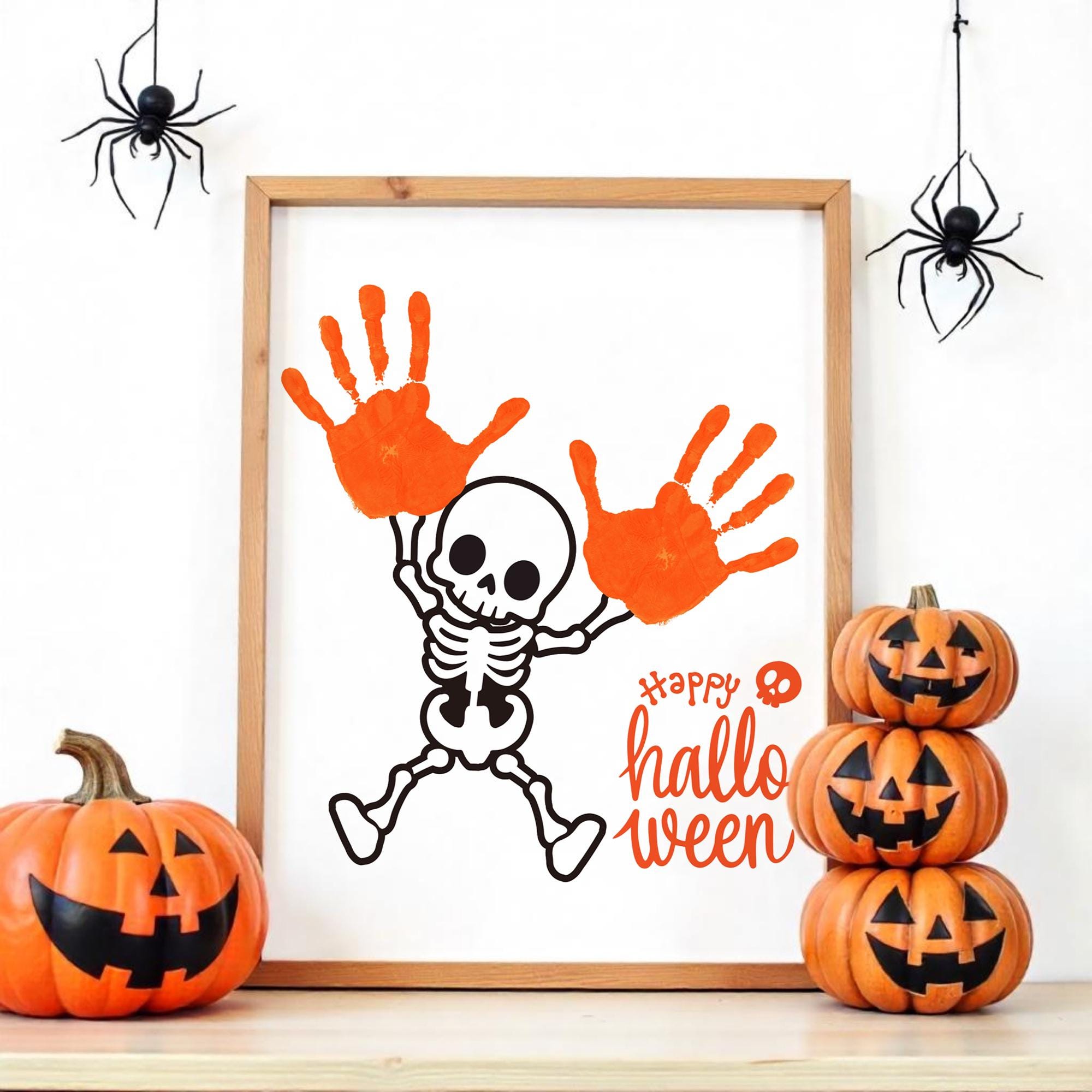 Printable Halloween Skeleton Handprint, Halloween Handprint Art, Happy ...