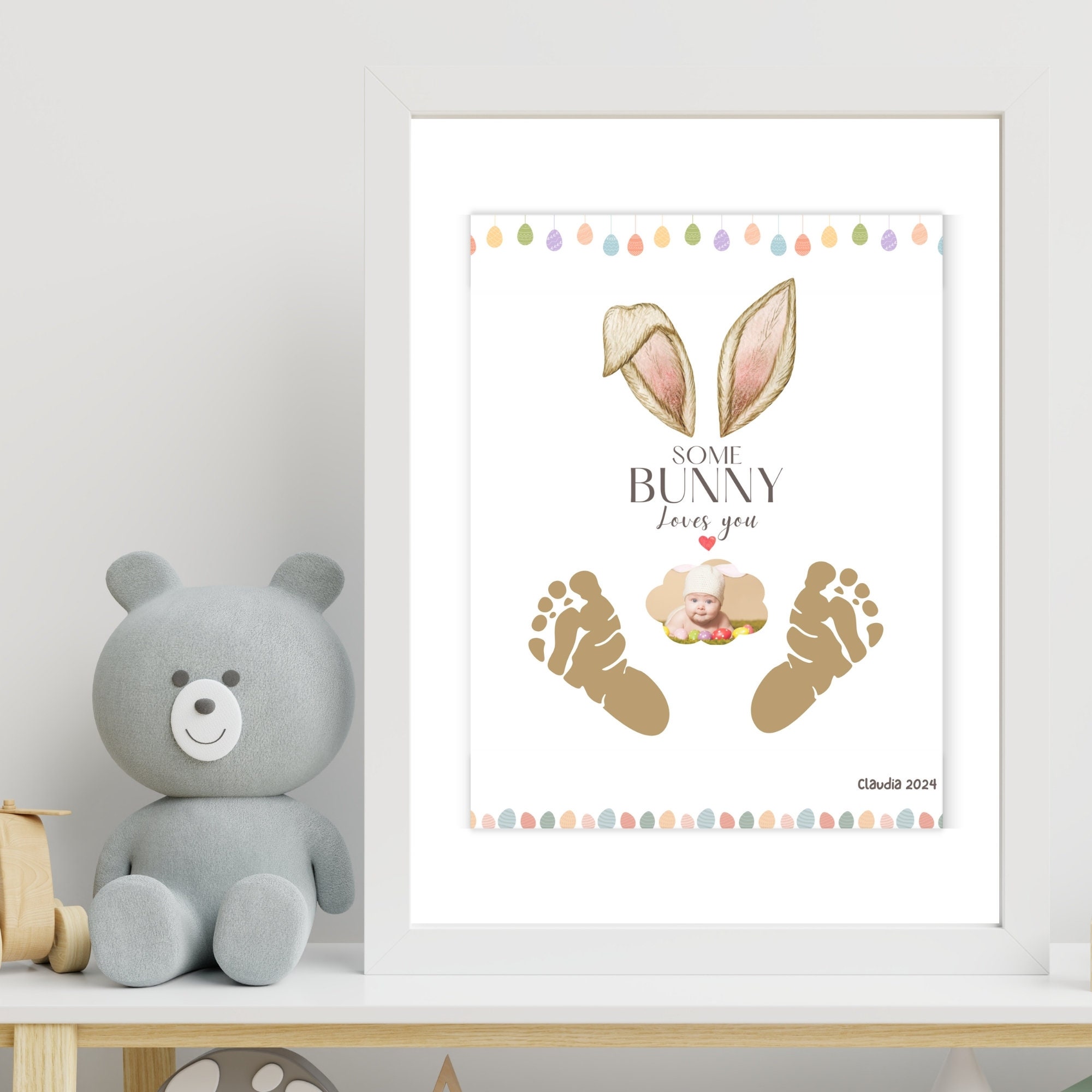 Editable Easter Bunny Footprint Craft for Baby Footprint Art and ...