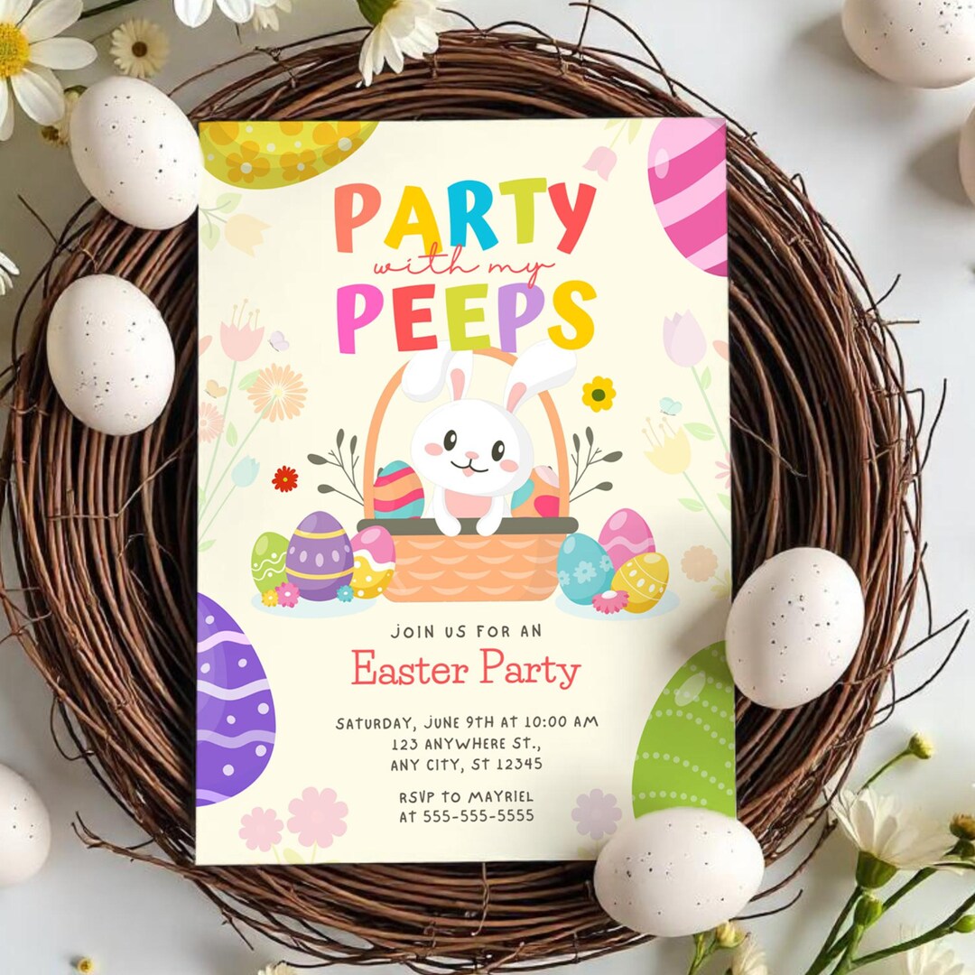 Editable Party With My Peeps Invitation, Easter Party Invitation ...