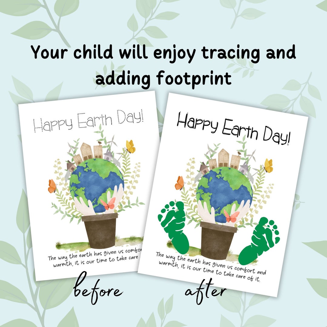 Happy Earth Day Craft for Kids Preschool Footprint Art Activity for ...