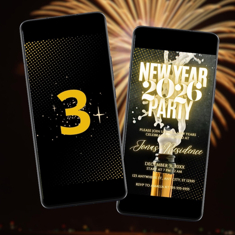 Editable New Year's Eve Party Invitation, Electronic NYE Invite ...
