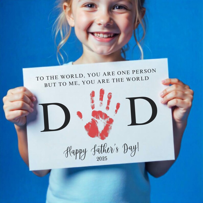 Printable Father's Day Handprint Art, Dad Handprint Craft, Birthday ...