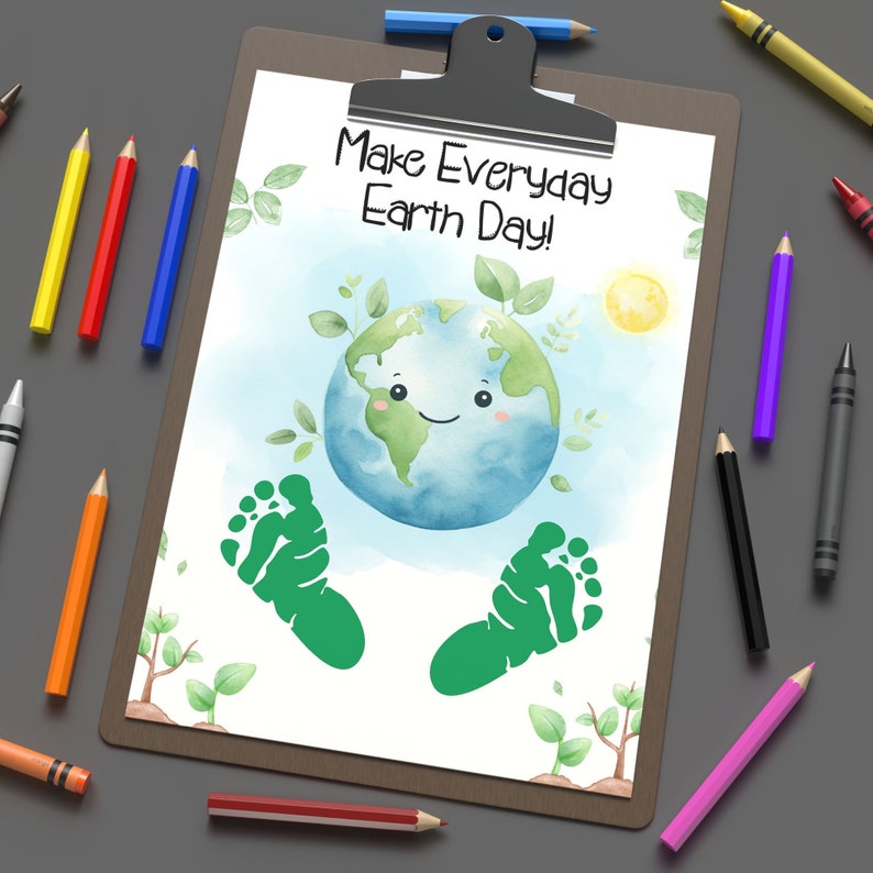 Earth Day Craft for Kids Activity Preschool Footprint Art for School ...