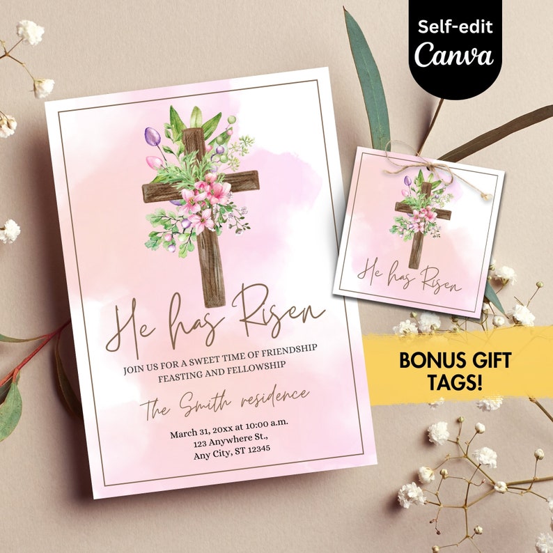 Editable Easter Sunday Service Invitation Easter Brunch Invitation ...
