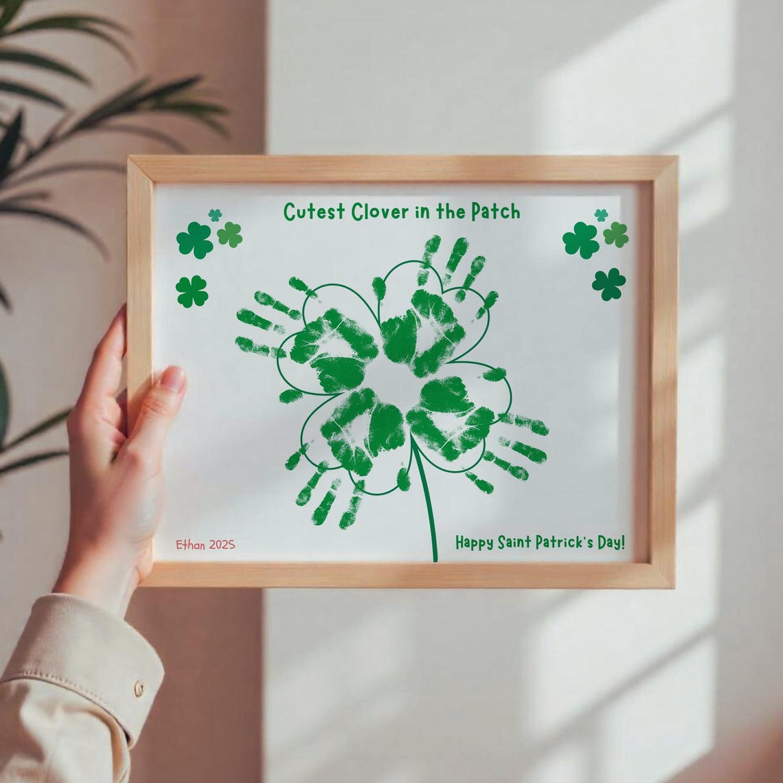 Printable Saint Patrick's Day Handprint, Saint Patrick Clover Handprint ...