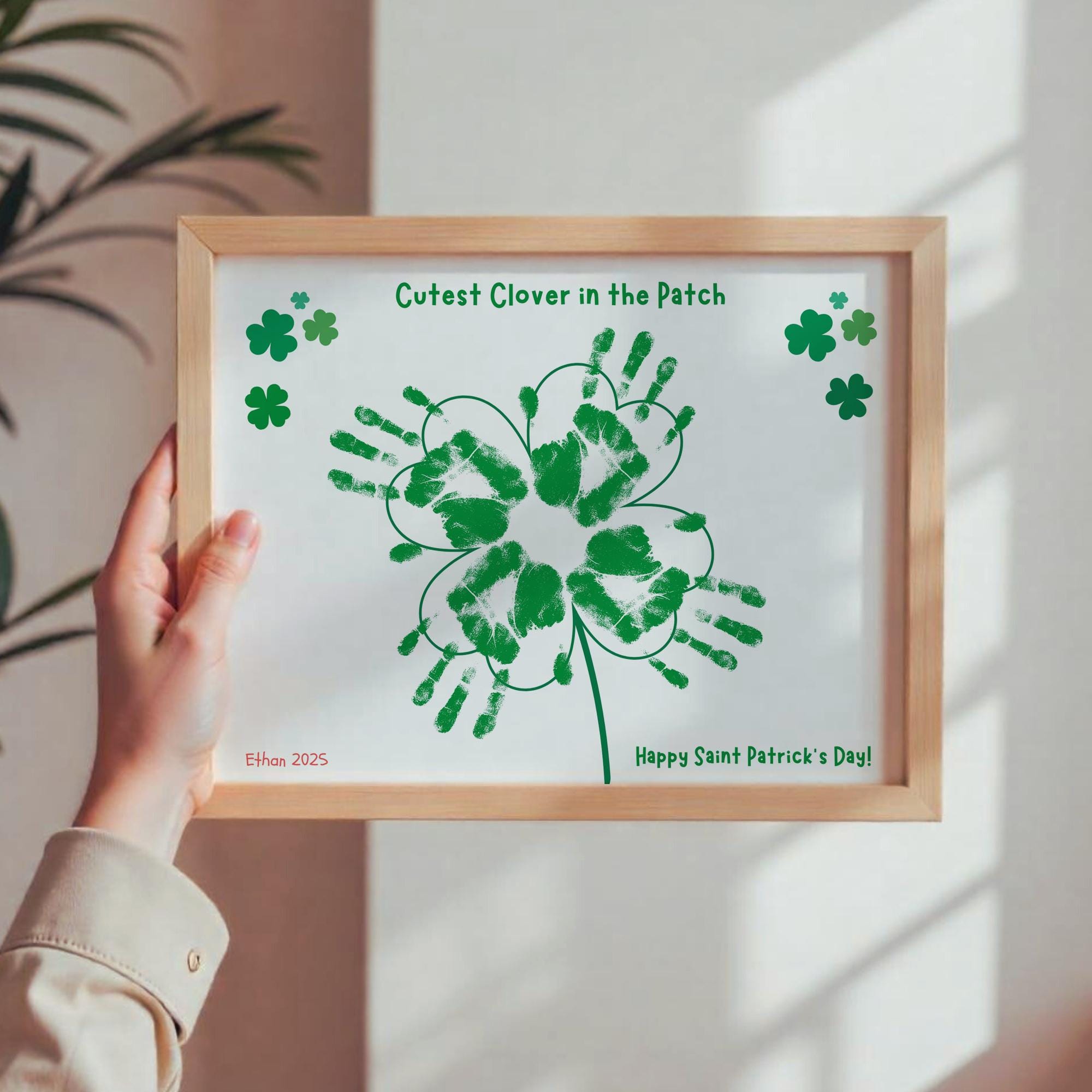 Printable Saint Patrick's Day Handprint, Saint Patrick Clover Handprint ...