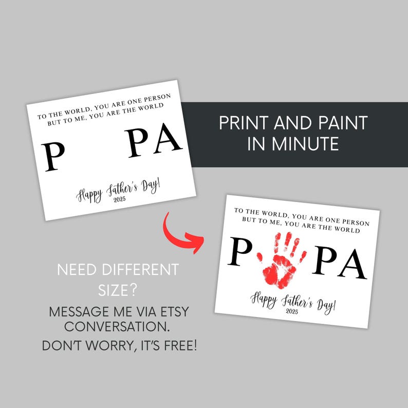Printable Fathers Day Art, Papa Handprint Art, Fathers Day Handprint ...