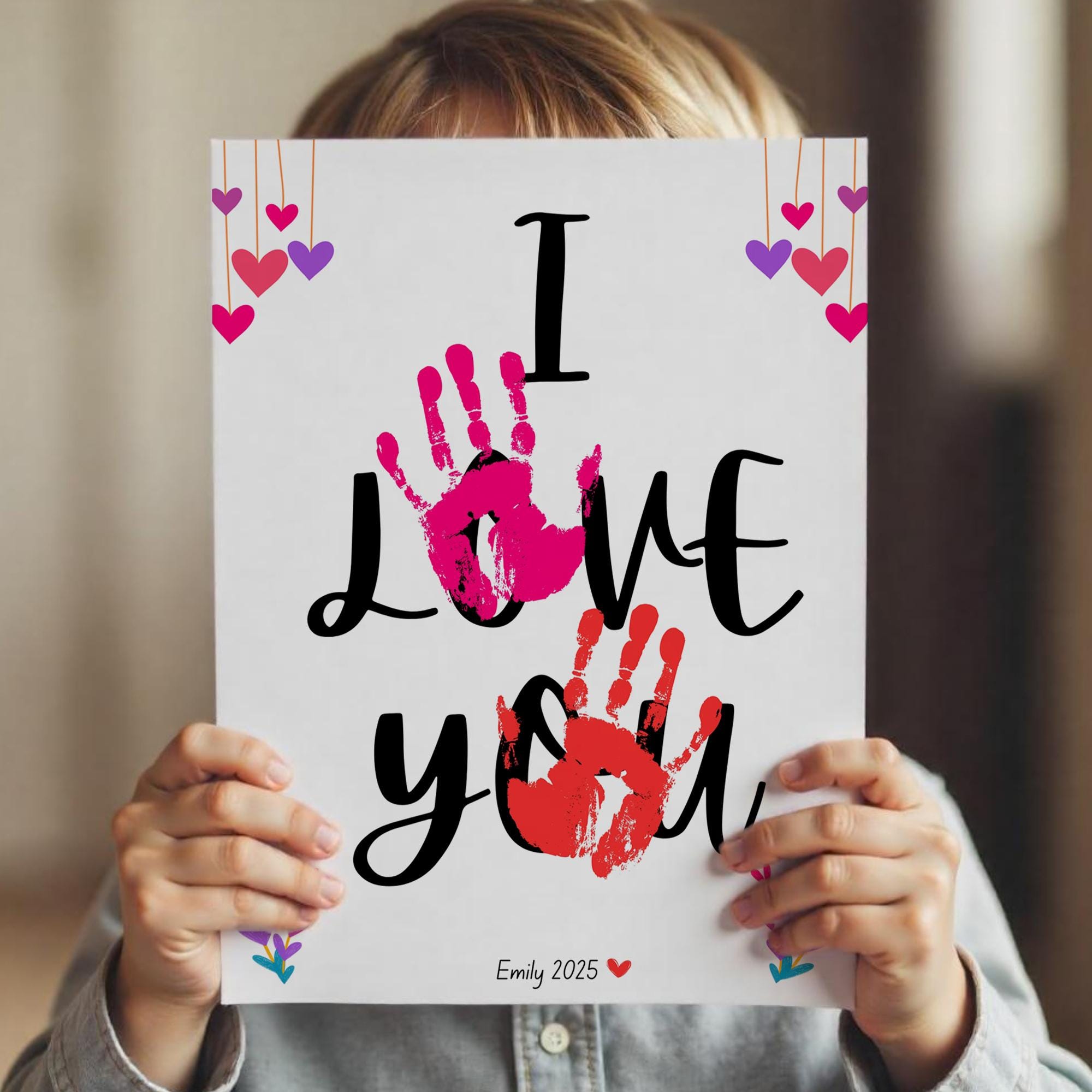 Printable Valentine Handprint Art, Valentine Birthday Gift Craft, I ...