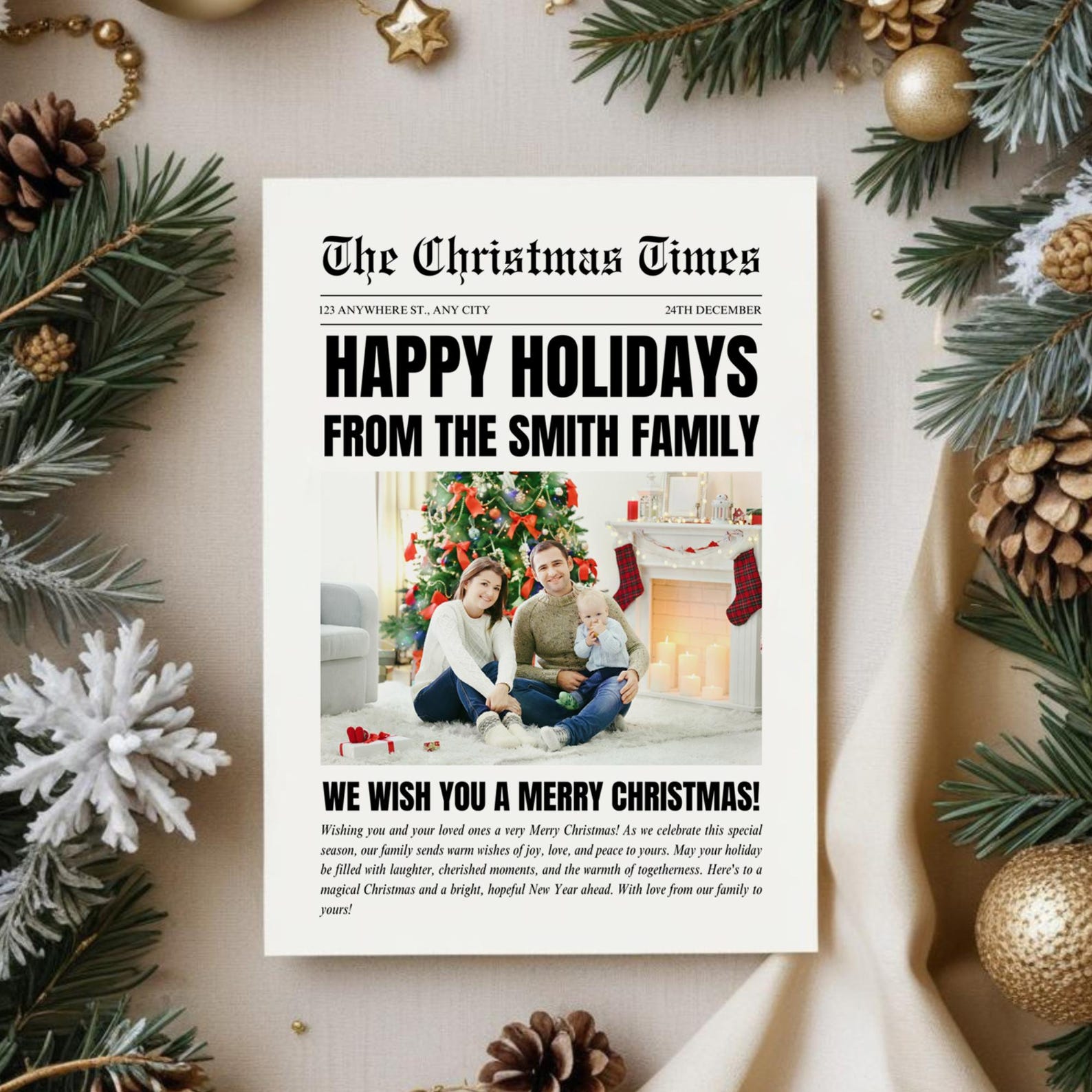 Editable Christmas Newsletter Template, Year in Review, Christmas Card ...