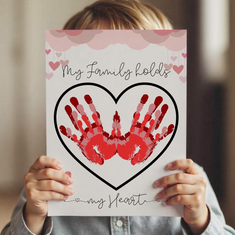Printable Valentine Handprint Art, Valentines Heart Craft, Valentines ...