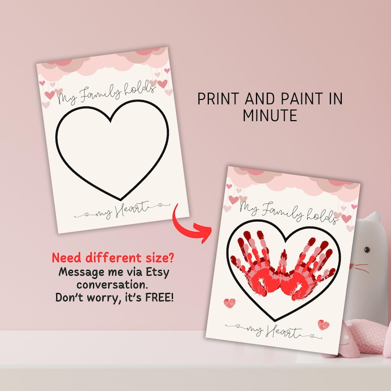 Printable Valentine Handprint Art, Valentines Heart Craft, Valentines ...