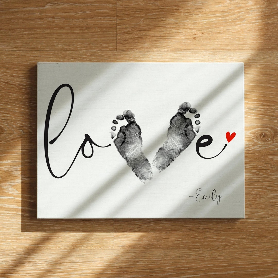 Printable Valentines Day Footprint Art, Love Footprint Craft Gift ...