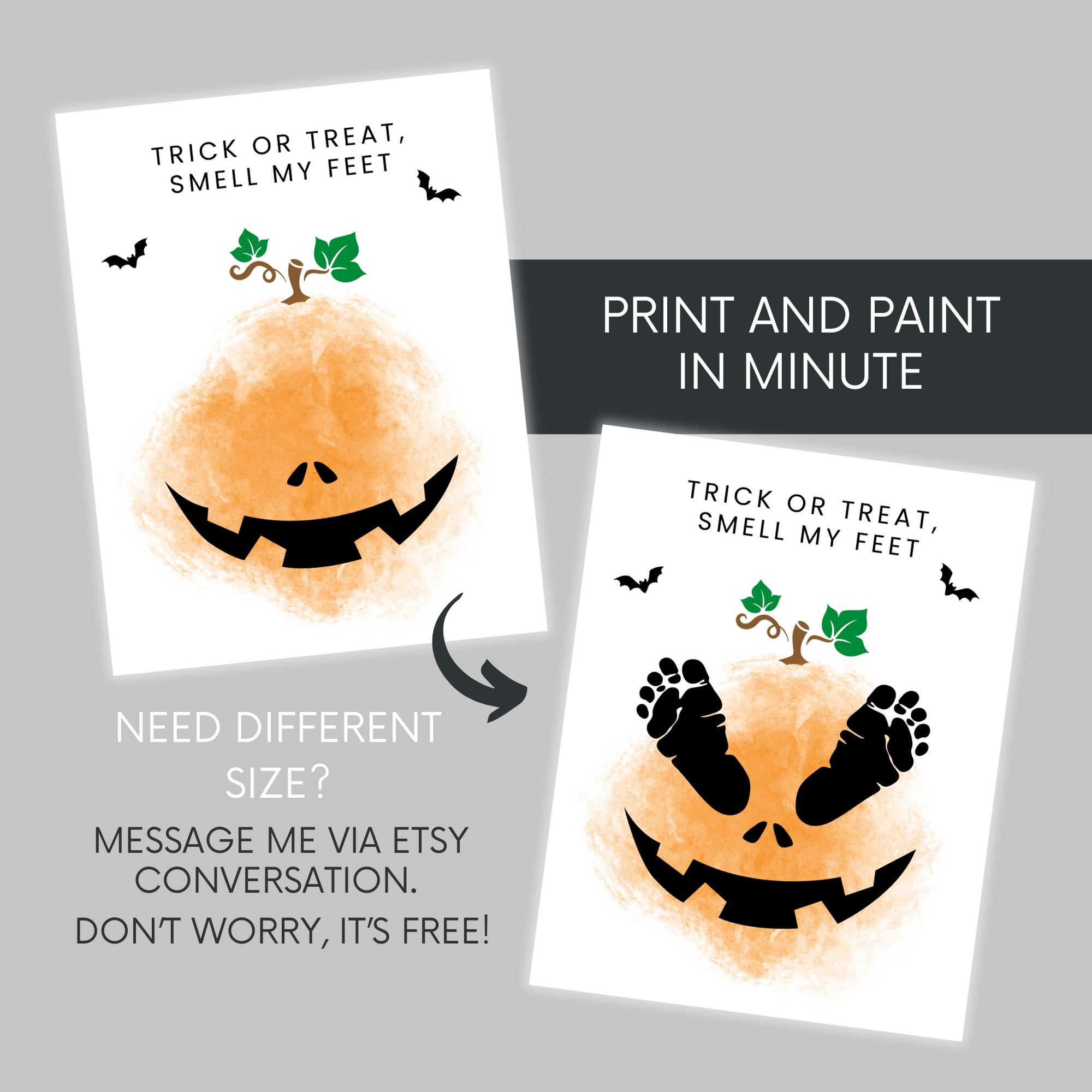 Printable Pumpkin Halloween Footprint, Baby Pumpkin Footprint Art ...
